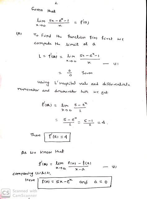 [solved] 3 the following limit represents f a for some function f