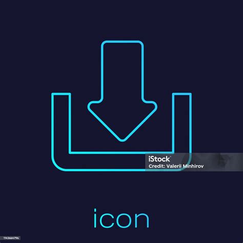 터키석 다운로드 라인 아이콘 파란색 배경에 고립 업로드 버튼을 클릭 합니다 기호를 로드 합니다 화살표가 아래쪽을 가리킵니다 벡터 일러스트 0명에 대한 스톡 벡터 아트 및