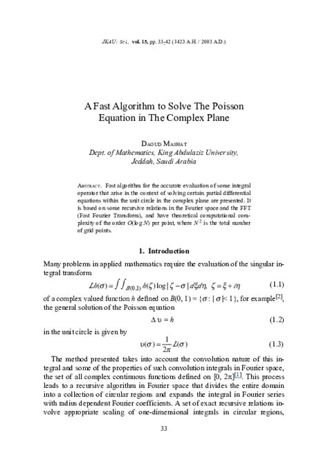 pdf a fast algorithm to solve the poisson equation in the complex plane