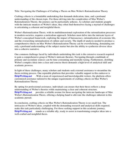 Max Weber Rationalization Thesis Pdf Max Weber Sociology