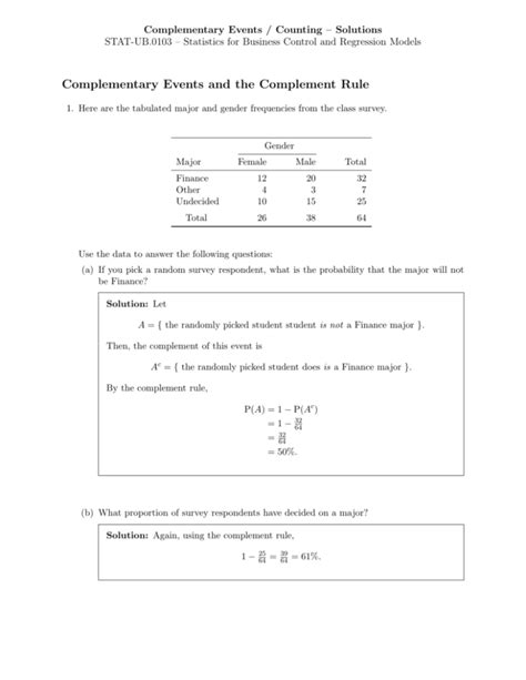 Complementary Events And The Complement Rule