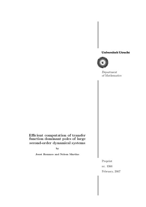 Pdf Ecient Computation Of Transfer Function Dominant Poles Using Subspace Acceleration