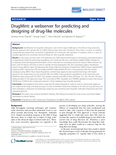 Pdf Drugmint A Webserver For Predicting And Designing Of Drug Like