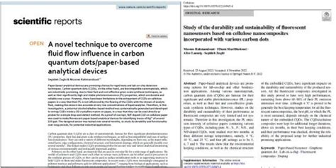 My Recent Papers On Fluorescent Nanosensors Based On Polymer Nanocomposites Were Published By