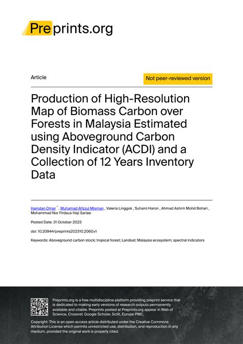 Pdf Production Of High Resolution Map Of Biomass Carbon Over Forests In Malaysia Estimated