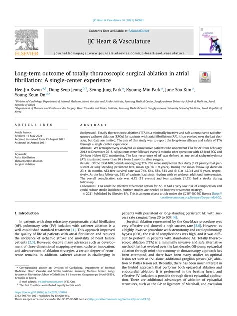 Pdf Long Term Outcome Of Totally Thoracoscopic Surgical Ablation In