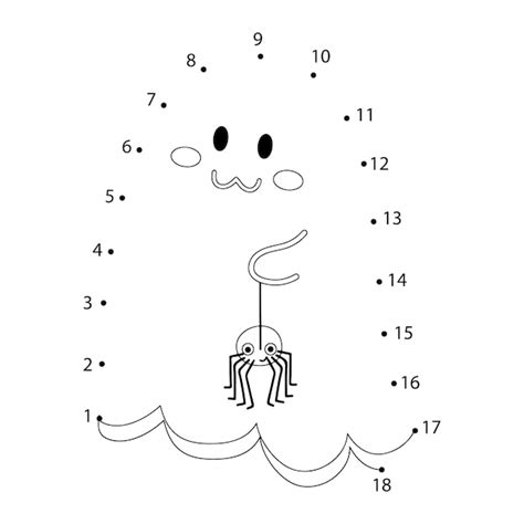 아이들을 위한 할로윈 도트 투 도트 활동 페이지 프리미엄 벡터