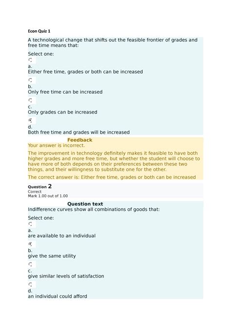 Econ Quiz Questions And Answers Econ Quiz A Technological Change
