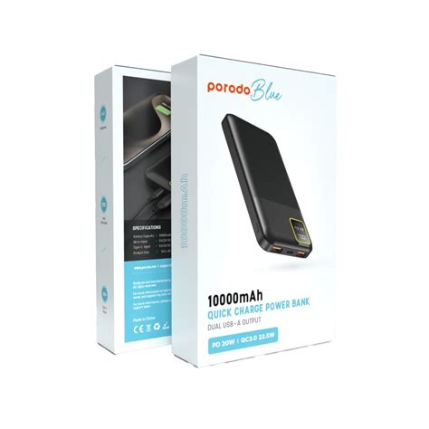 Porodo Blue 10000mah Quick Charge Power Bank