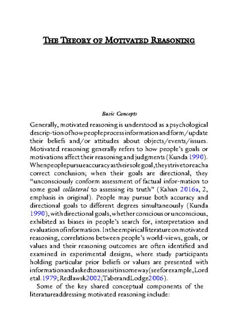 The Theory Of Motivated Reasoning Motivated Reasoning Generally