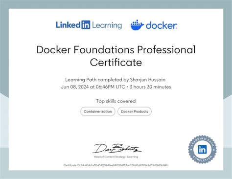 earned docker foundations certificate sharjun hussain posted on the