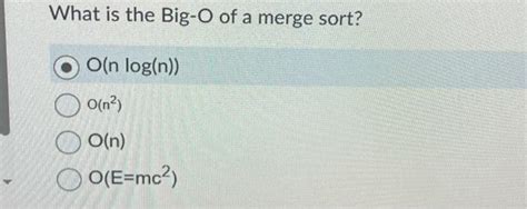 solved o n2 o n o nlog n o n3 what is the big o of a binary