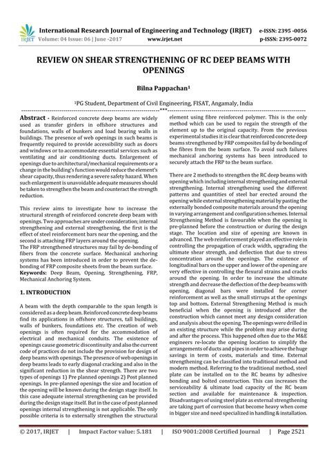Strengthening Rc Deep Beams With Openings Using Frp Pdf