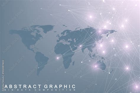 Political World Map With Global Technology Networking Concept Digital