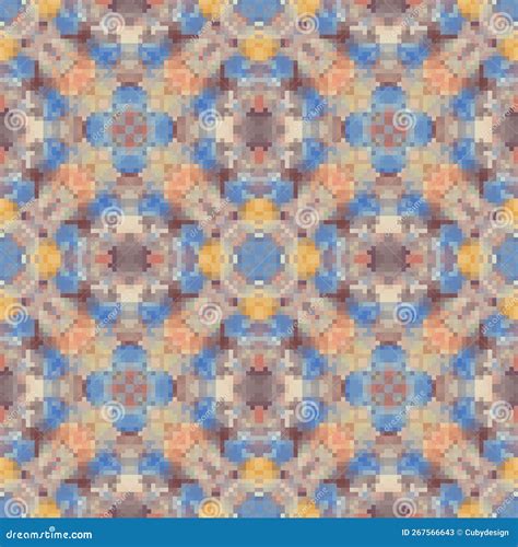 Pixel Mosaic Seamless Pattern Design Repeat Textile Design Fabric Print Stock Illustration