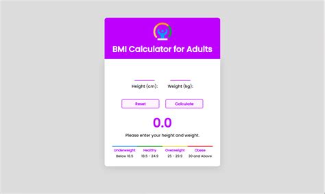 Bmi Calculator For Adults Using Html Css And Javascript With Source Code Sourcecodester