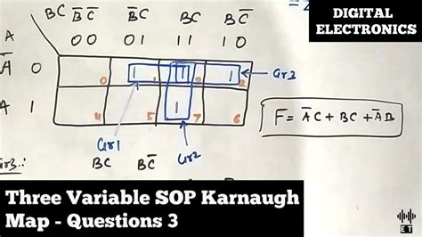 Karnaugh Map Simplification Three Variable Sop K Map Questions 3 Digital Electronics Youtube