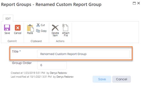 Rename Report Groups