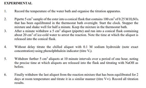 Solved The Above Part Is An Experimental Procedure For A Chegg