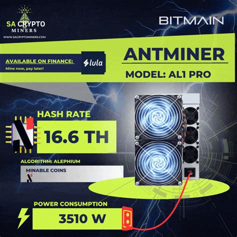 Bitmain Antminer Al1 Pro 166th Alephium Miner Sa Crypto Miners