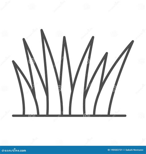 Grass Thin Line Icon Nature Concept Lawn Sign On White Background Grass Leaves Icon In