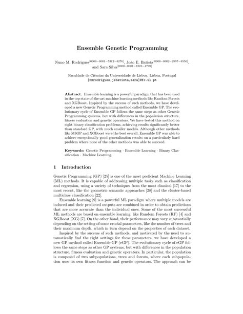 Pdf Ensemble Genetic Programming