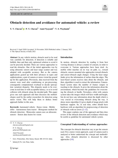 Obstacle Detection And Avoidance For Automated Vehicle A Review 003 Pdf