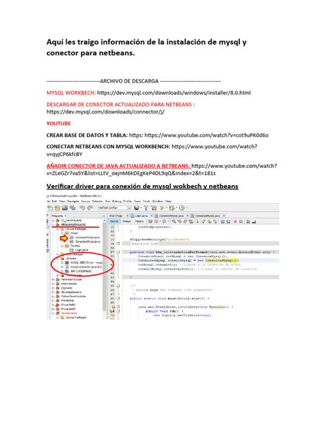 Información De La Instalación De Mysql Y Conector Para Netbeans Pdf