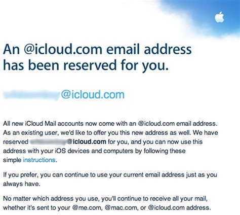 Apple Notifying Former MobileMe Members Of New ICloud Com Email Address Options MacRumors