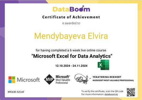Excel Dataanalytics Continuouslearning Elvira Mendybayeva