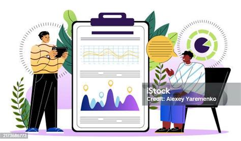 비즈니스 상담 개념 그래프와 다이어그램을 가진 남자 지식 및 상담 그래프와 다이어그램을 가진 분석가 팀 평면 벡터 일러스트 레이 션 경영자에 대한 스톡 벡터 아트 및 기타