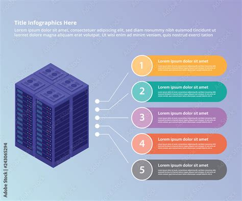 Server Data Center Collection With Isometric Style 3d Infographic Template Banner Website Or