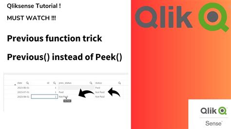 Qliksense Previous Function Trick Using Previous Instead Of Peek