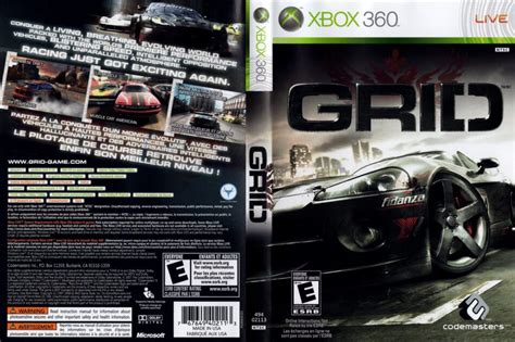 Race Driver GRID dvd cover (2008) XBOX 360 USA