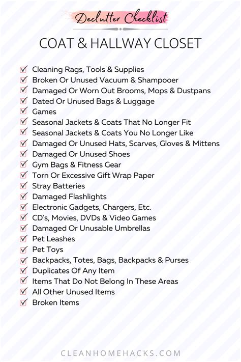 coat and hallway closet declutter checklist declutter closet hallway