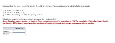 Solved Suppose That The Index Model For Stocks A And B ﻿is