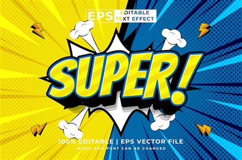 Premium Vector Editable Text Effect Super 3d Cartoon Comic Style Premium Vector