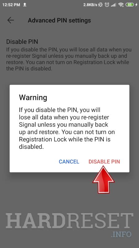 How To Disable PIN On Signal How To HardReset Info