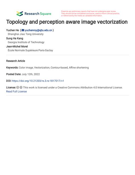 Pdf Topology And Perception Aware Image Vectorization
