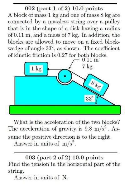 Acceleration Of Masses Connected With String Non Massless Pulley