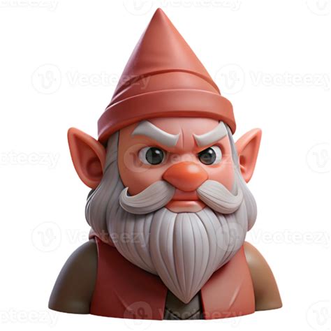 Stunning Vintage Portrait Of A Grumpy Gnome With A Long Poi Premium