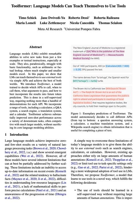 Meta Ai ｜可以自学使用api工具的语言模型toolformer 智源社区