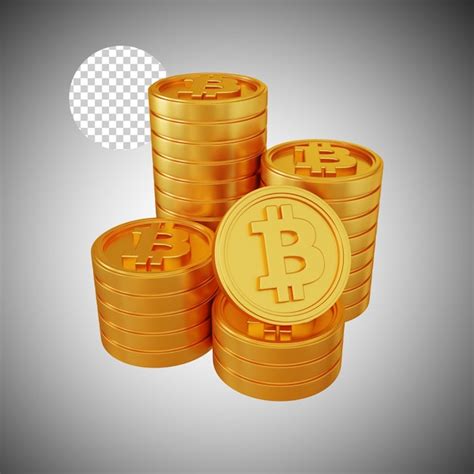 premium psd gold bitcoin stacks four column 3d rendering
