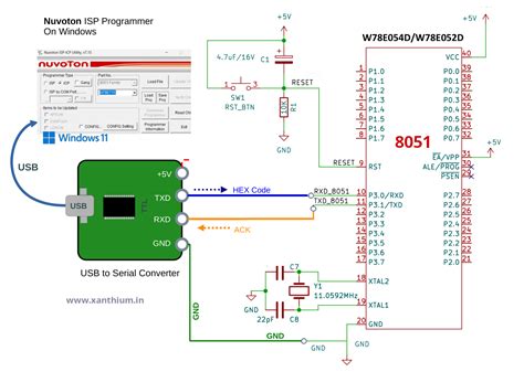 Programming And Uploading Hex Code To Nuvoton W78e052ddg 8051 Variant
