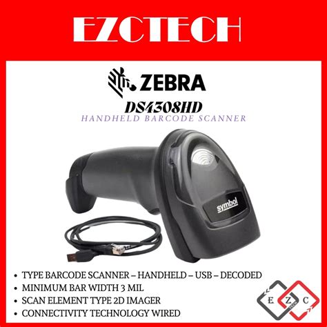 Zebra Symbol Ds4308 Hd Omni Directional Extreme Density 1d 2d Handheld Barcode Scanner Shopee