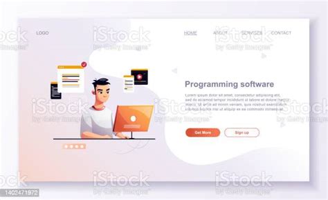 Konsep Pemrograman Karakter Web Coder Di Tempat Kerja Ilustrasi Vektor