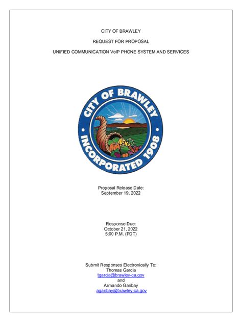 Fillable Online Request For Proposal For Unified Communications Voip