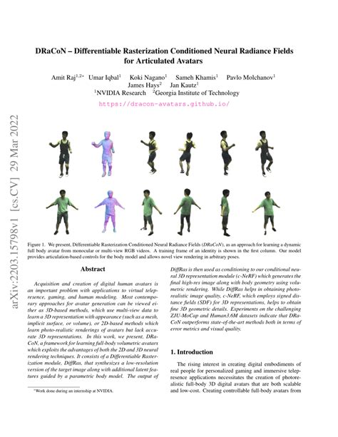 Pdf Dracon Differentiable Rasterization Conditioned Neural Radiance Fields For Articulated