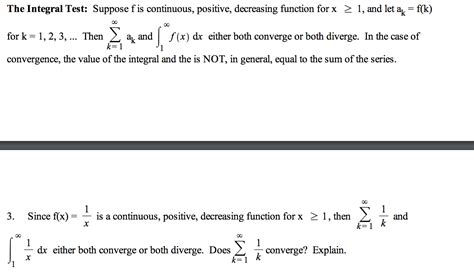 solved the integral test suppose fis continuous positive