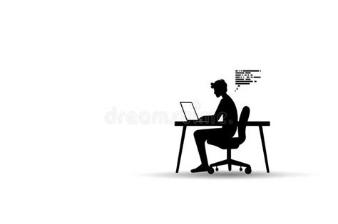 Minimalist Illustration Of A Programmer Focused On Coding In A Modern